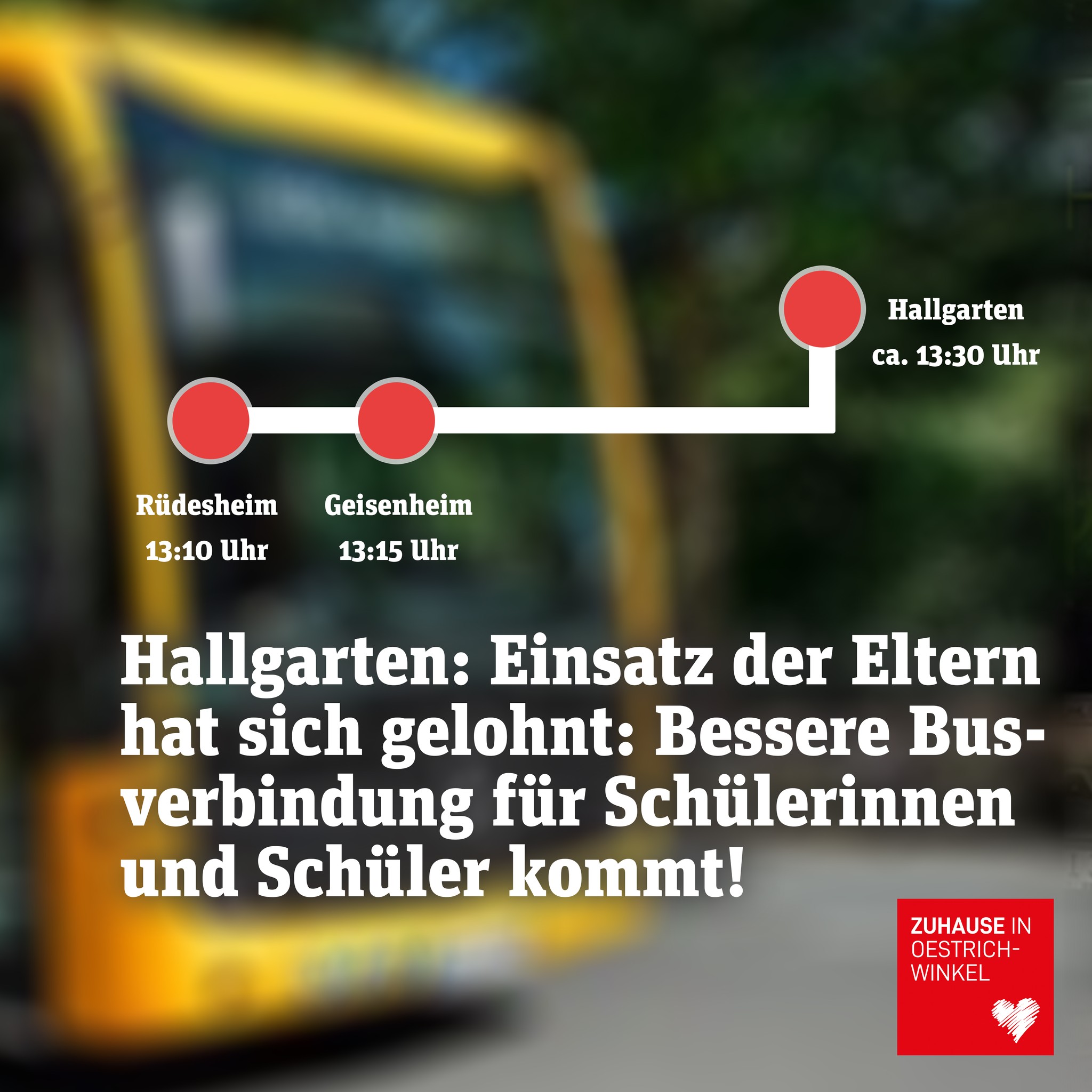 Bessere Busverbindung für Schülerinnen und Schüler aus Hallgarten kommt ...